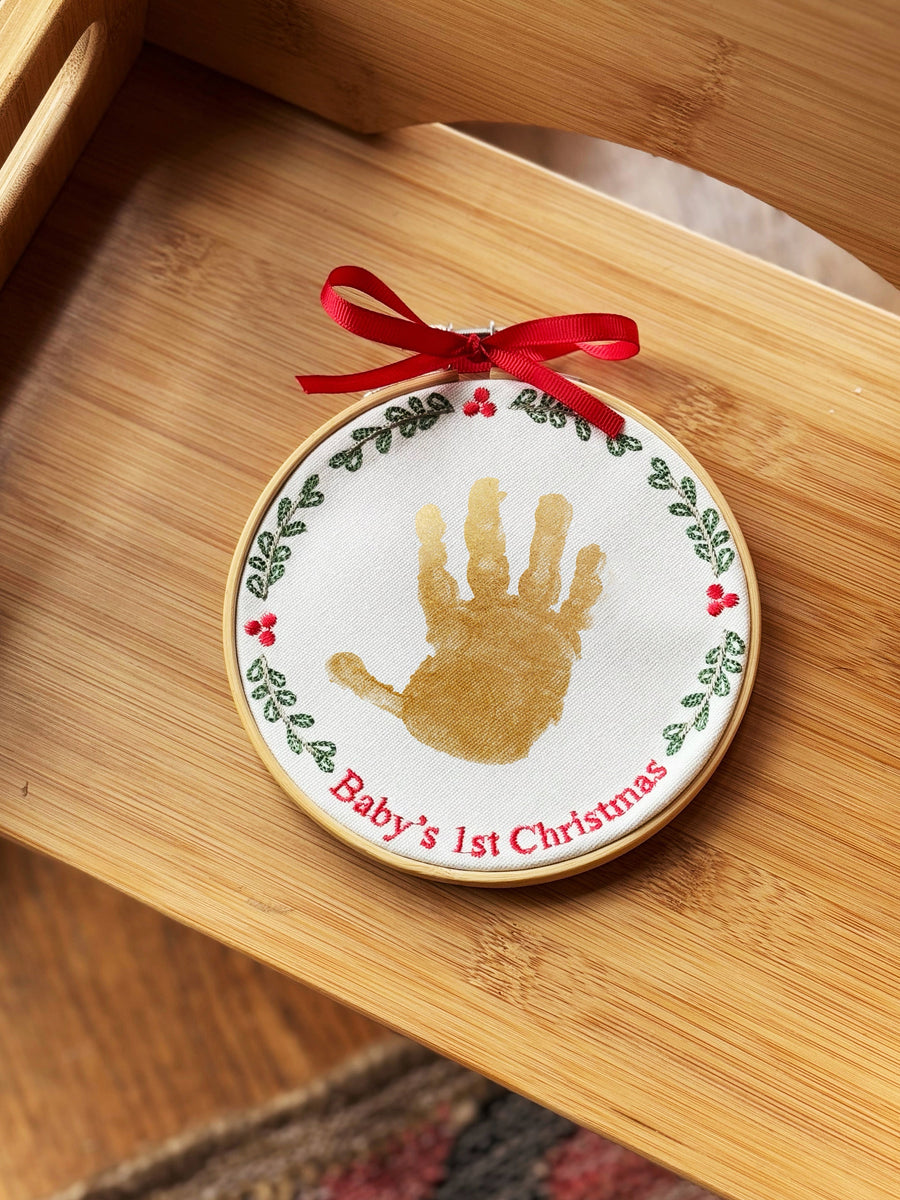 Handpainted Baby Handprint Christmas Ornament – Child to Cherish