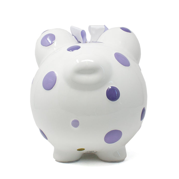 Purple Polka Dot Handpainted Ceramic Piggy Bank – Child to Cherish