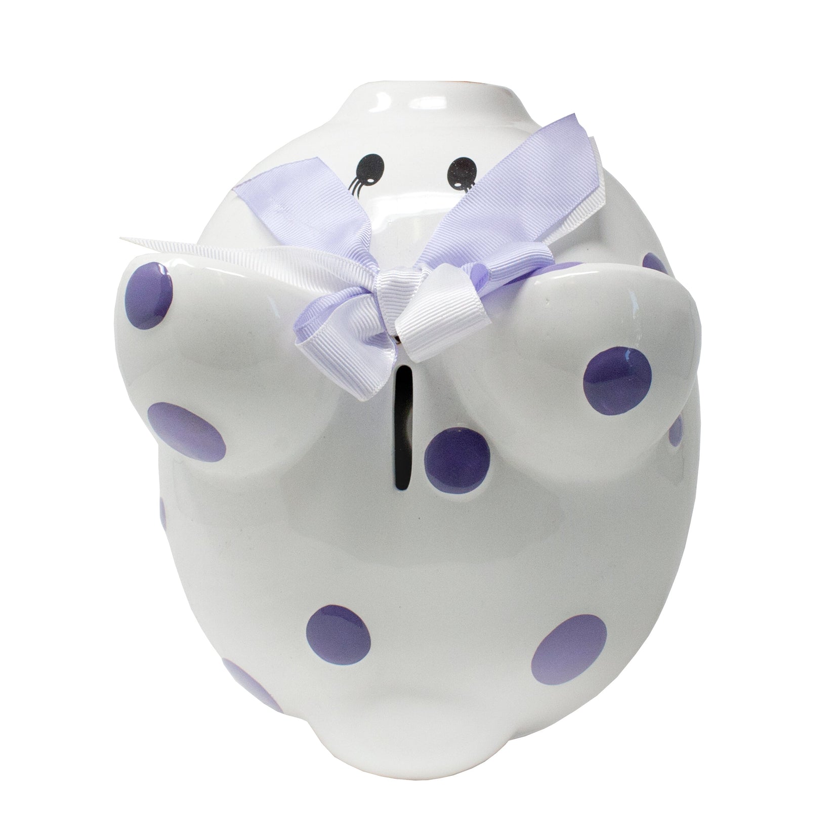 Purple Polka Dot Handpainted Ceramic Piggy Bank – Child to Cherish